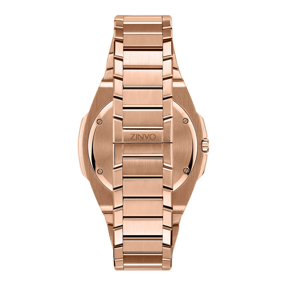 שעון יד לגבר ZINVO מסדרת RIVAL דגם ROSE GOLD – Gentleman Mans World